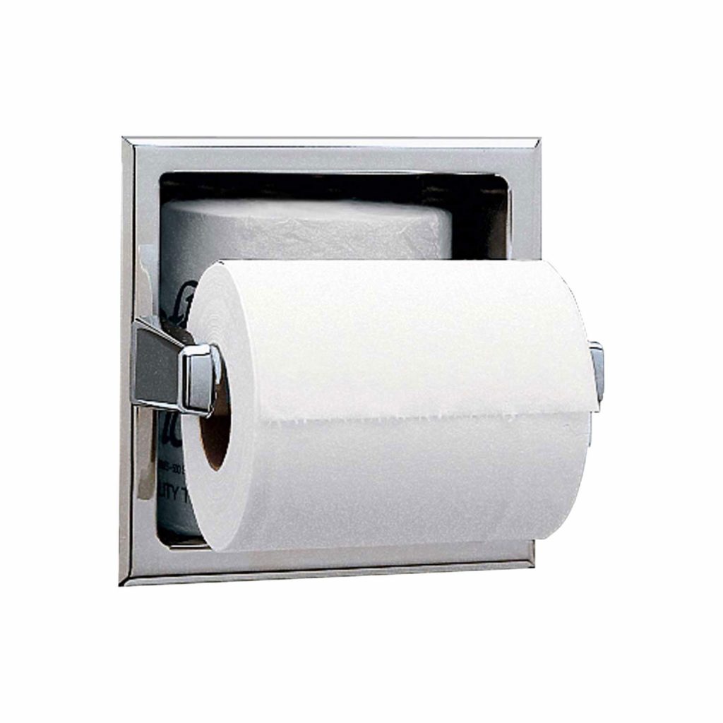 Recessed Toilet Tissue Dispenser with Storage for Extra Roll - Samrick